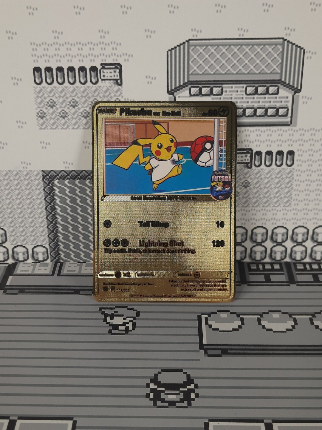 Pikachu on the Ball Gold Metal Pokemon Card - Etsy