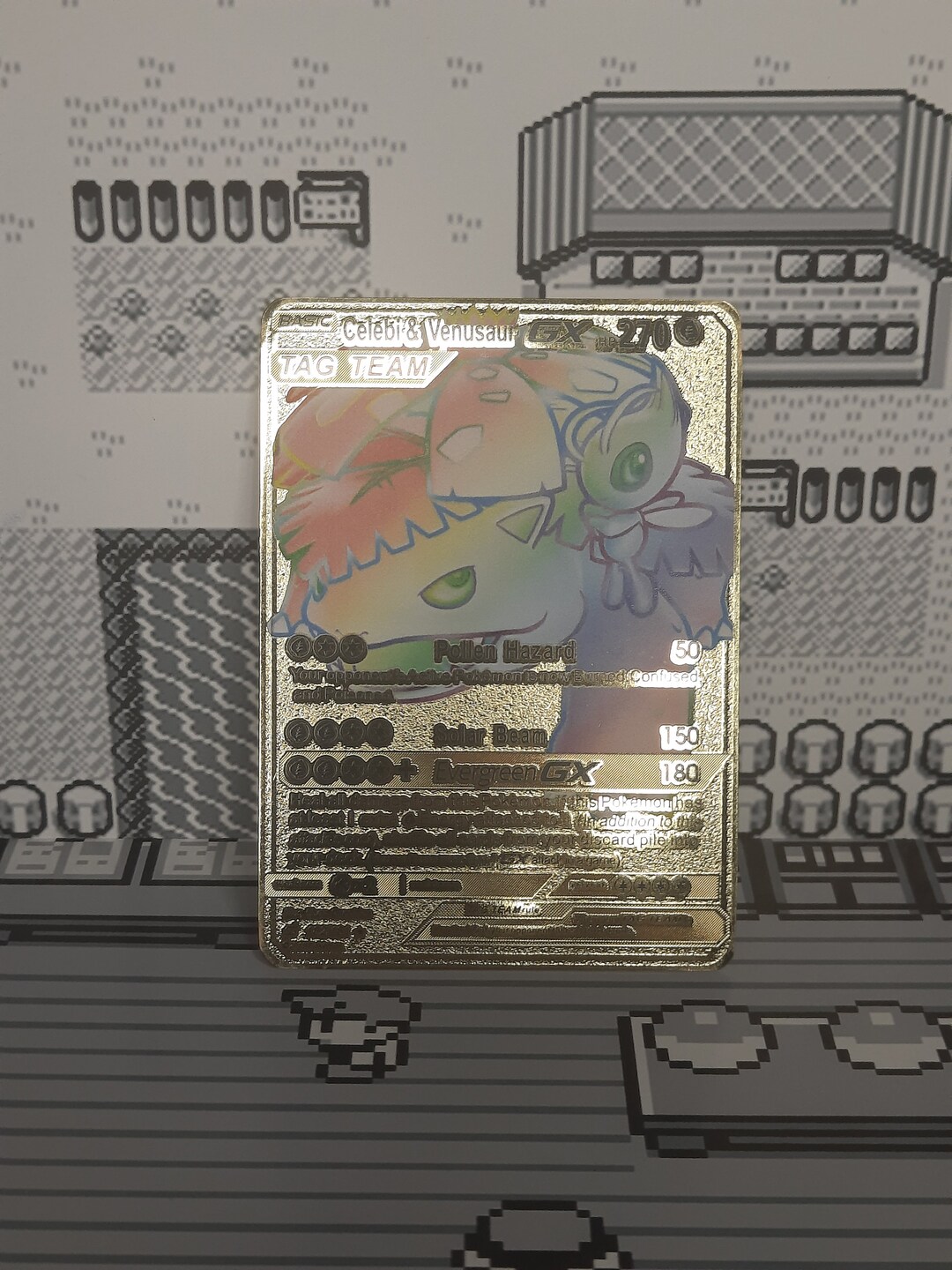 Celebi & Venusaur GX Tag Team Rainbow Gold Metal Pokemon Card - Etsy