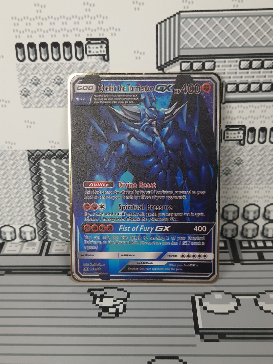 Obelisk the Tormentor GX Full Art Yugioh Konami Gold Metal Pokemon Card ...