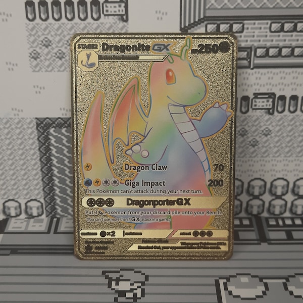 Dragonite Gx Metal Gold Card - Etsy