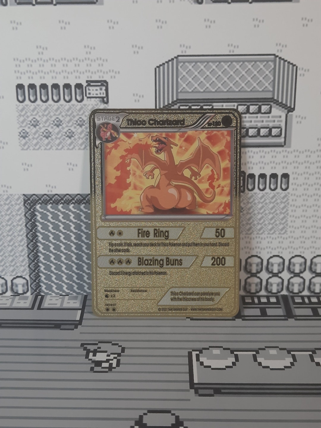 Thicc Charizard Funny Gold Metal Pokemon Card - Etsy