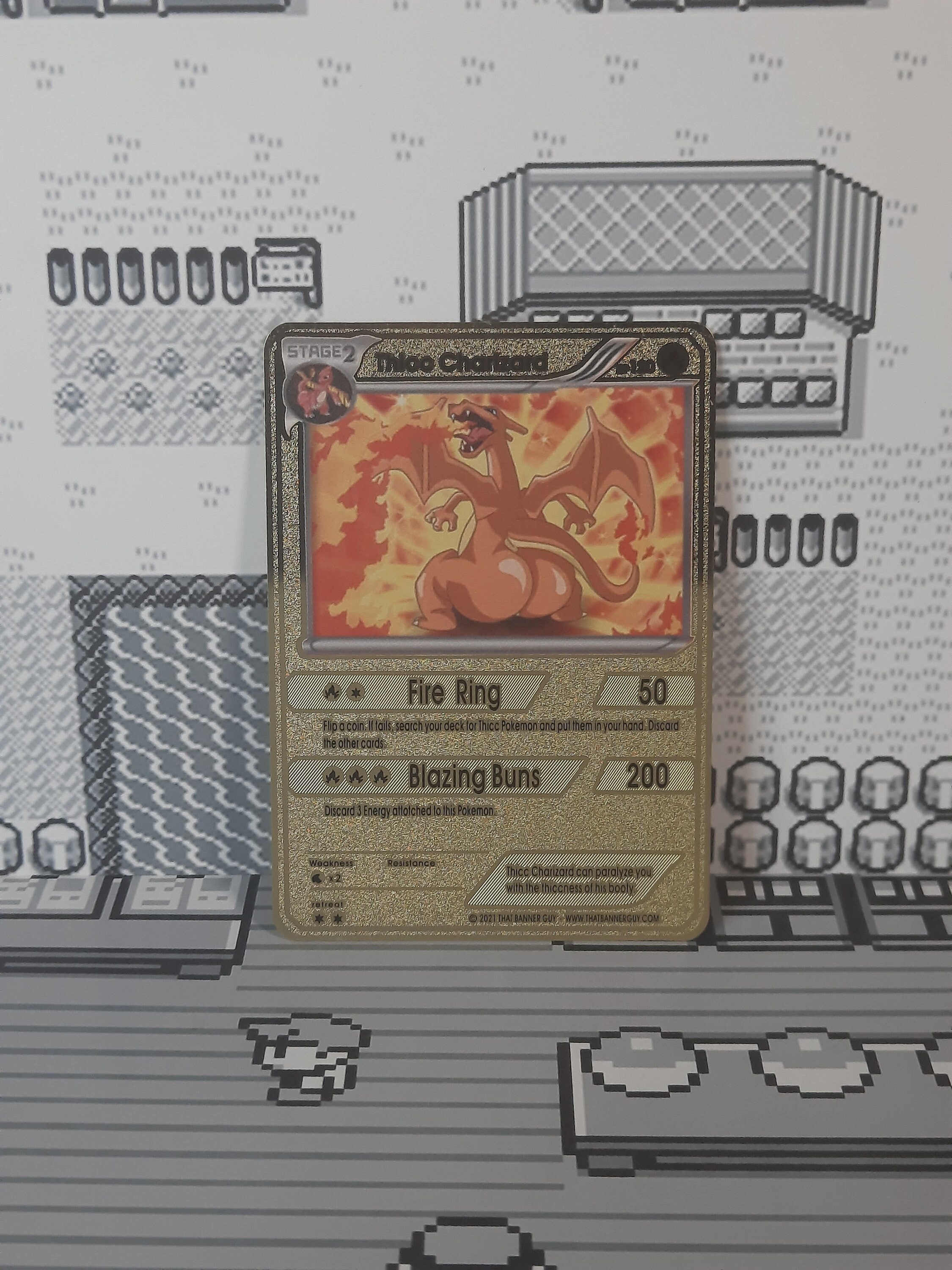 Thicc Charizard Funny Gold Metal Pokemon Card - Etsy