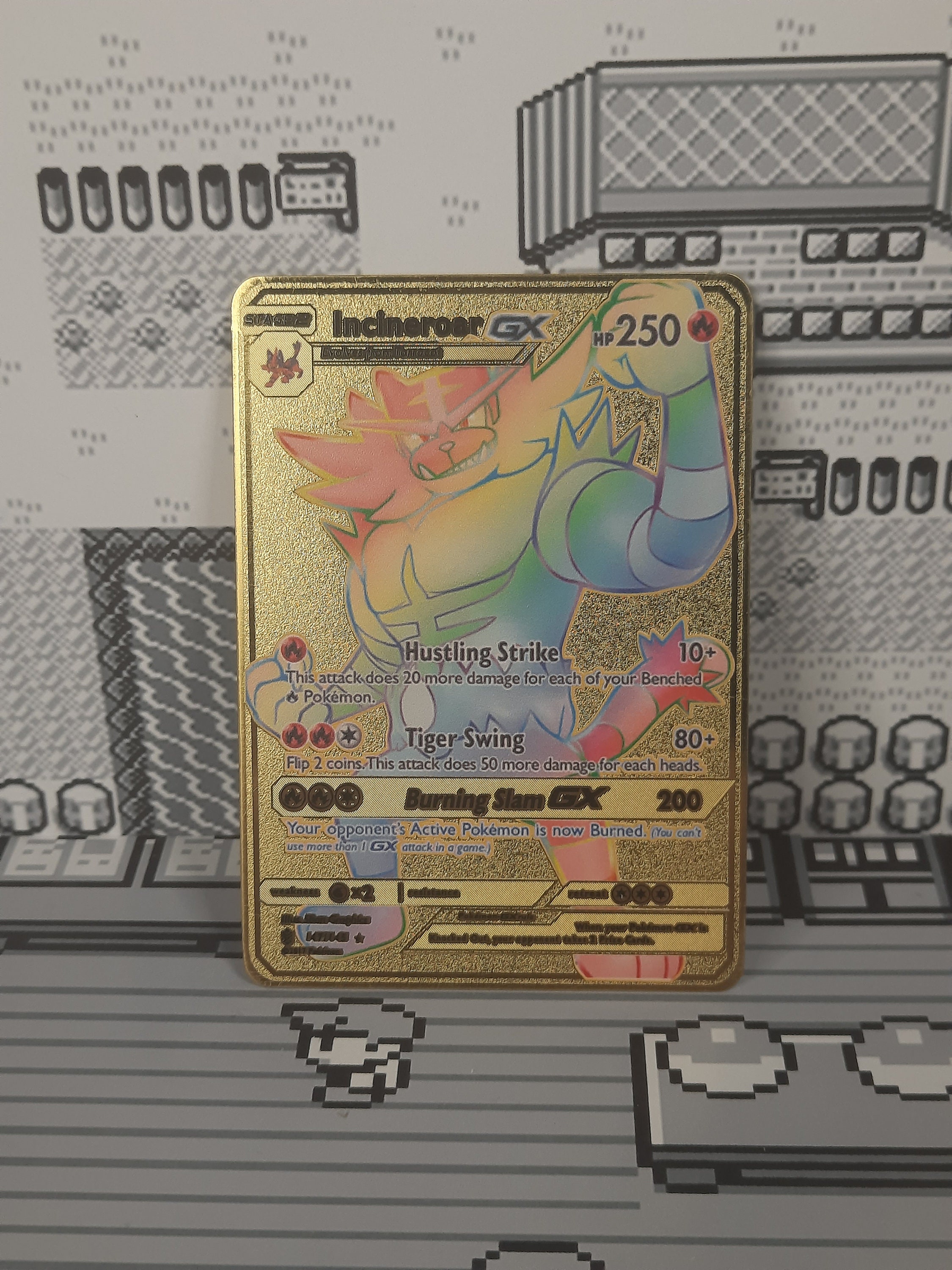 Incineroar GX Guardians Rising Rainbow Rare Gold Metal Pokemon Card - Etsy