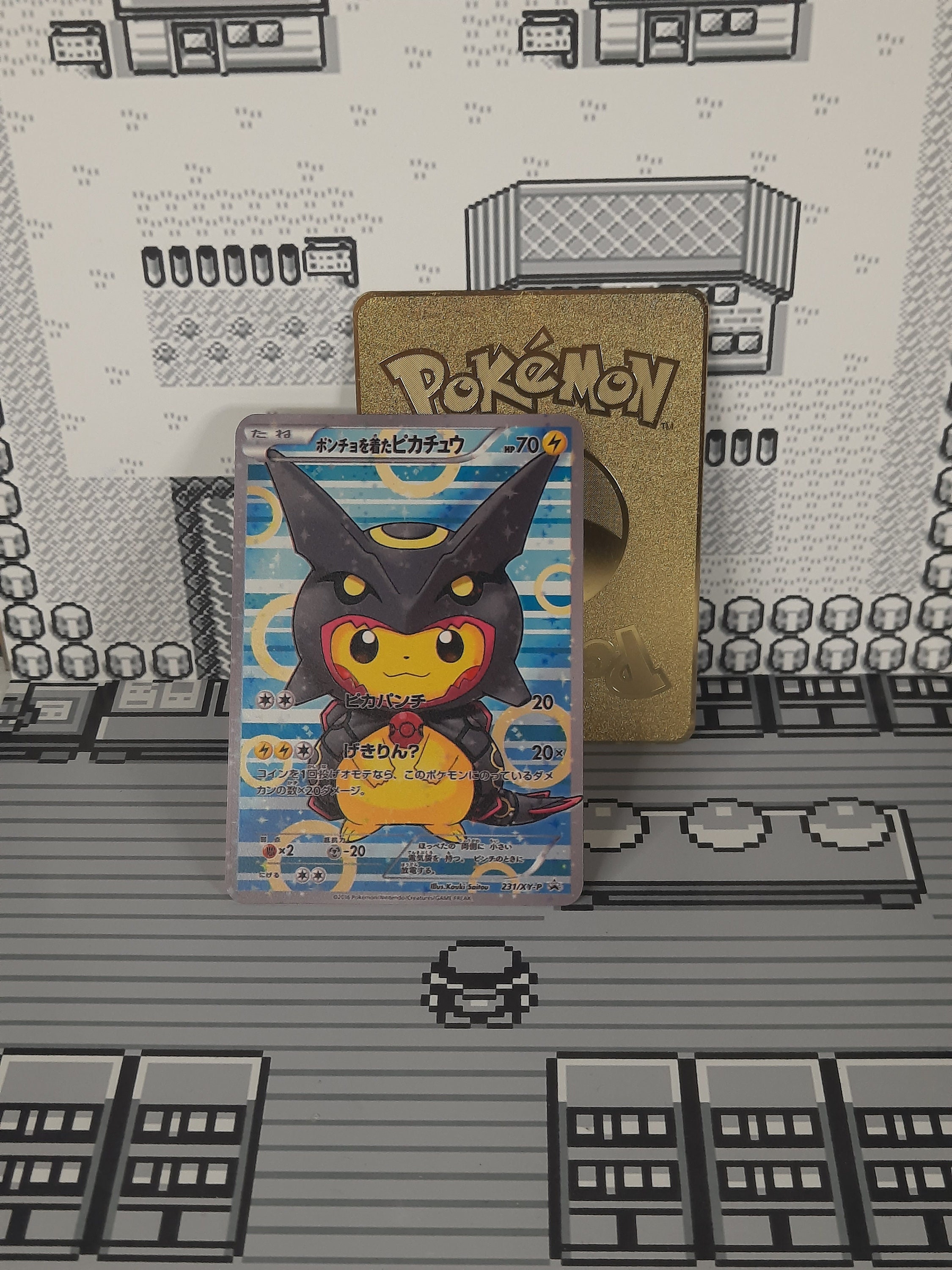 Pikachu Cosplay Mega Shiny Mega Rayquaza Full Art Japanese Gold Metal ...