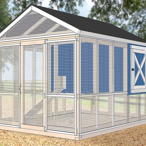 Chicken Coop With Run Plans 8x10 - Etsy