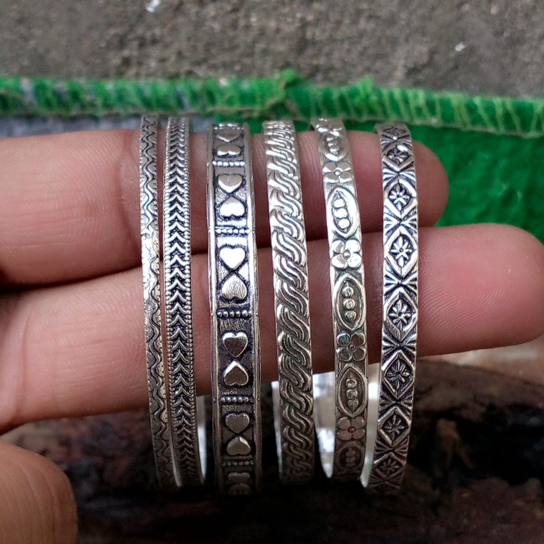 Sterling Silver Stacking Bangles Set - Handmade 7 Day Bangle Jewelry - Etsy