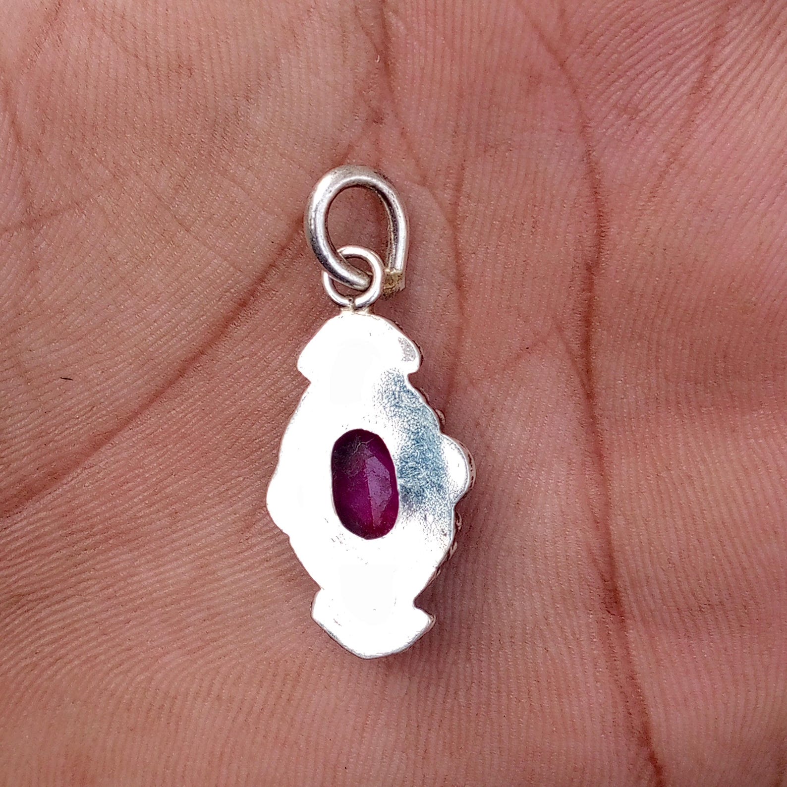 Colgante de rubí natural, elegante, hecho a mano, de plata de ley 925 ...