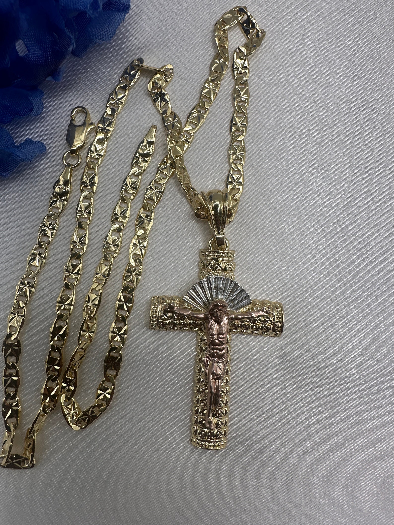 Cross Necklace Rose Gold 1.5 Inch Pedant -crucifix Necklace 20” Chain ...