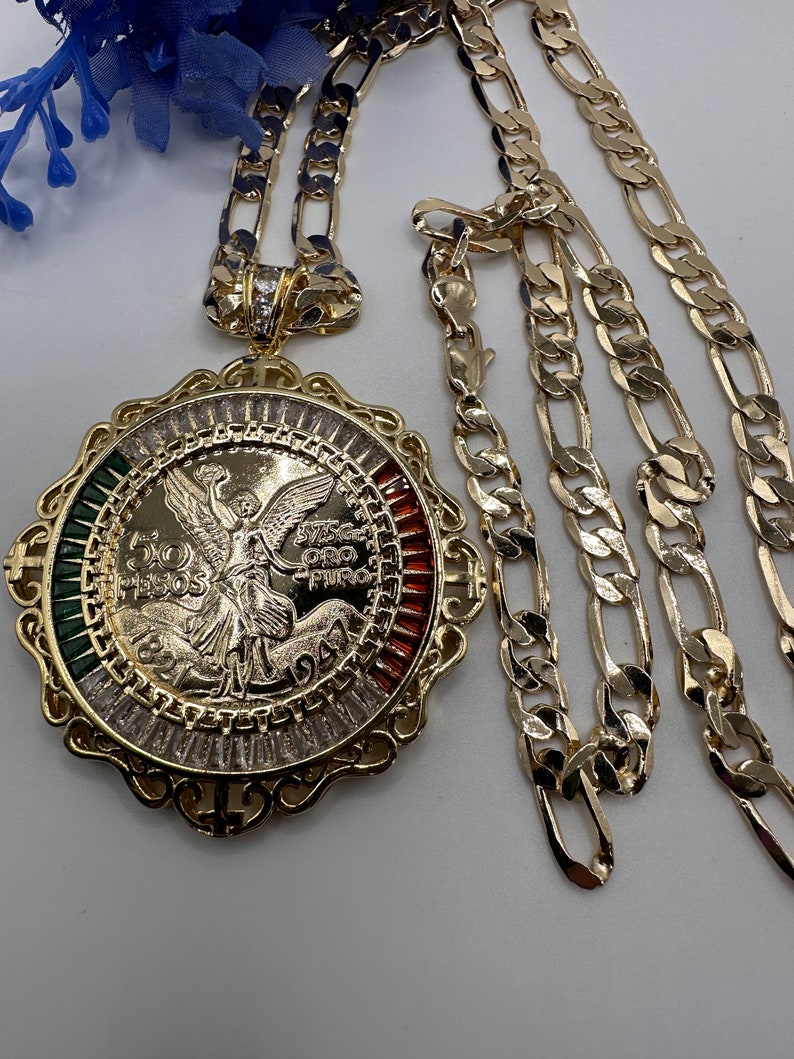 Gold Plated Coin Centenario Mexicano Cadena 50 Pesos Oro - Etsy