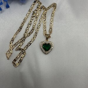 Green Diamond Heart Necklace - Heart Necklace for Her 18” Long Chain ...