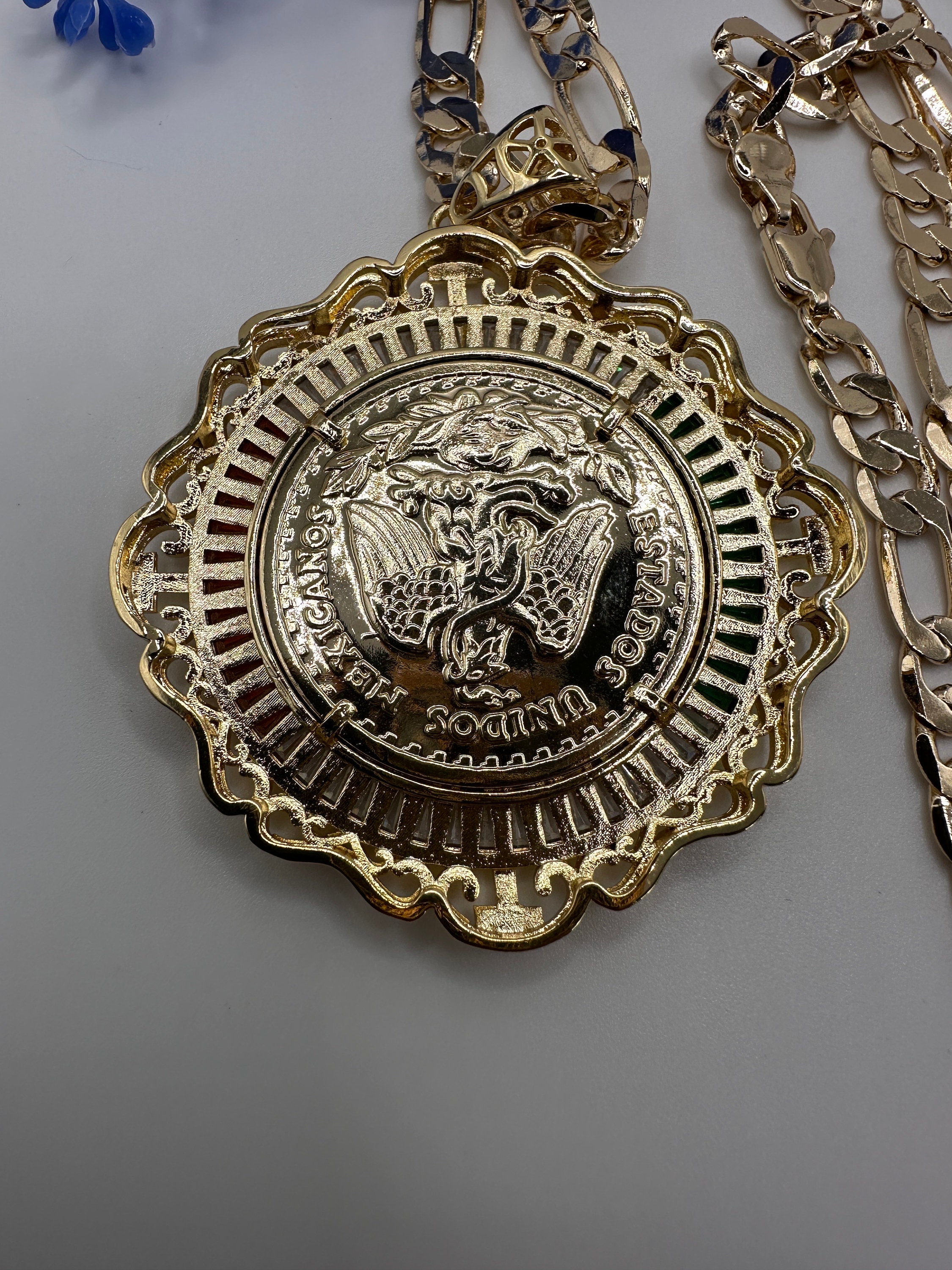 Gold Plated Coin Centenario Mexicano - Cadena 50 Pesos Oro Laminado ...