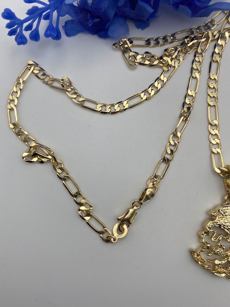 14k Mexican Eagle With Snake Necklace Gold Plated 14k Cadena - Etsy