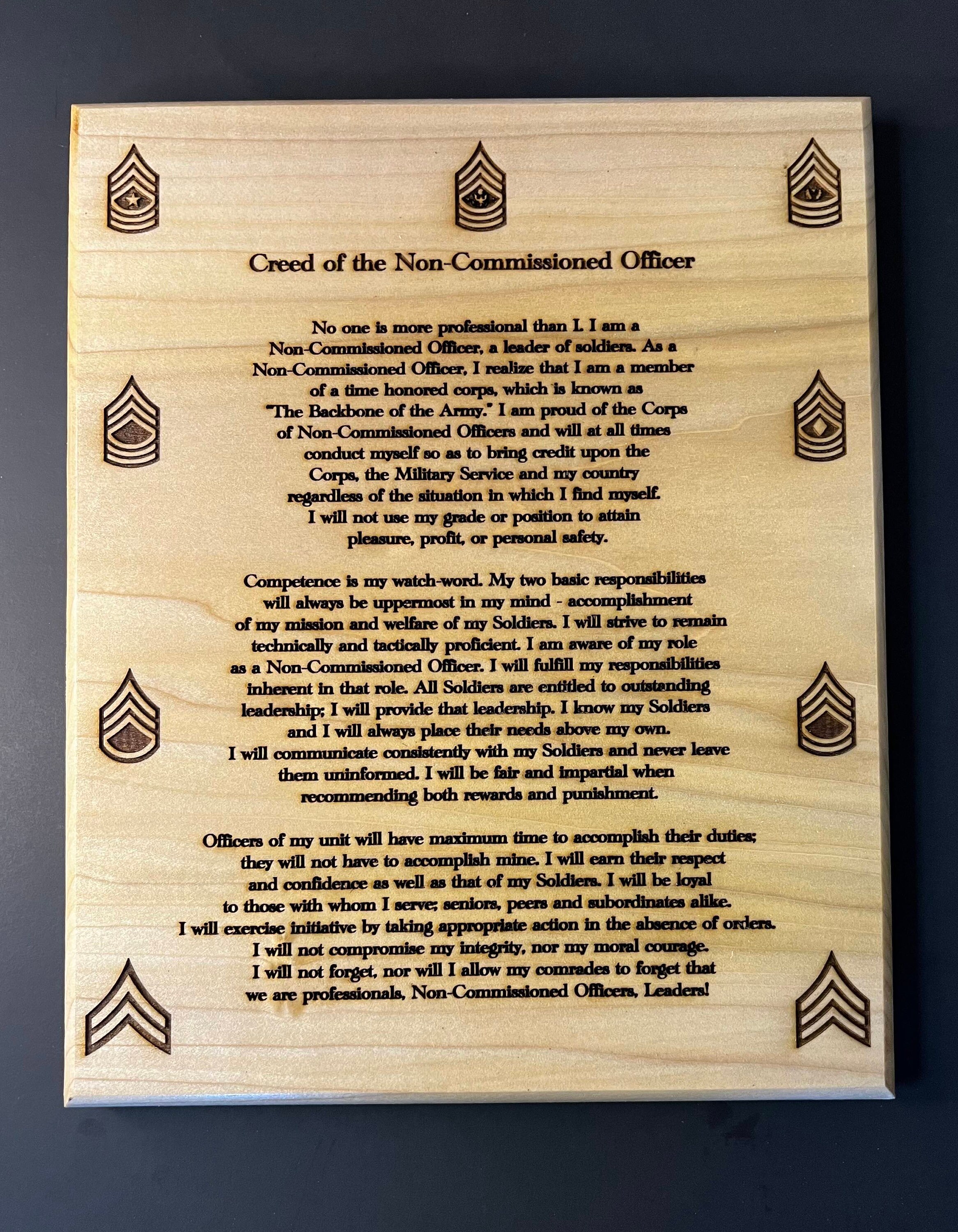 The NCO Creed Plaque - Etsy