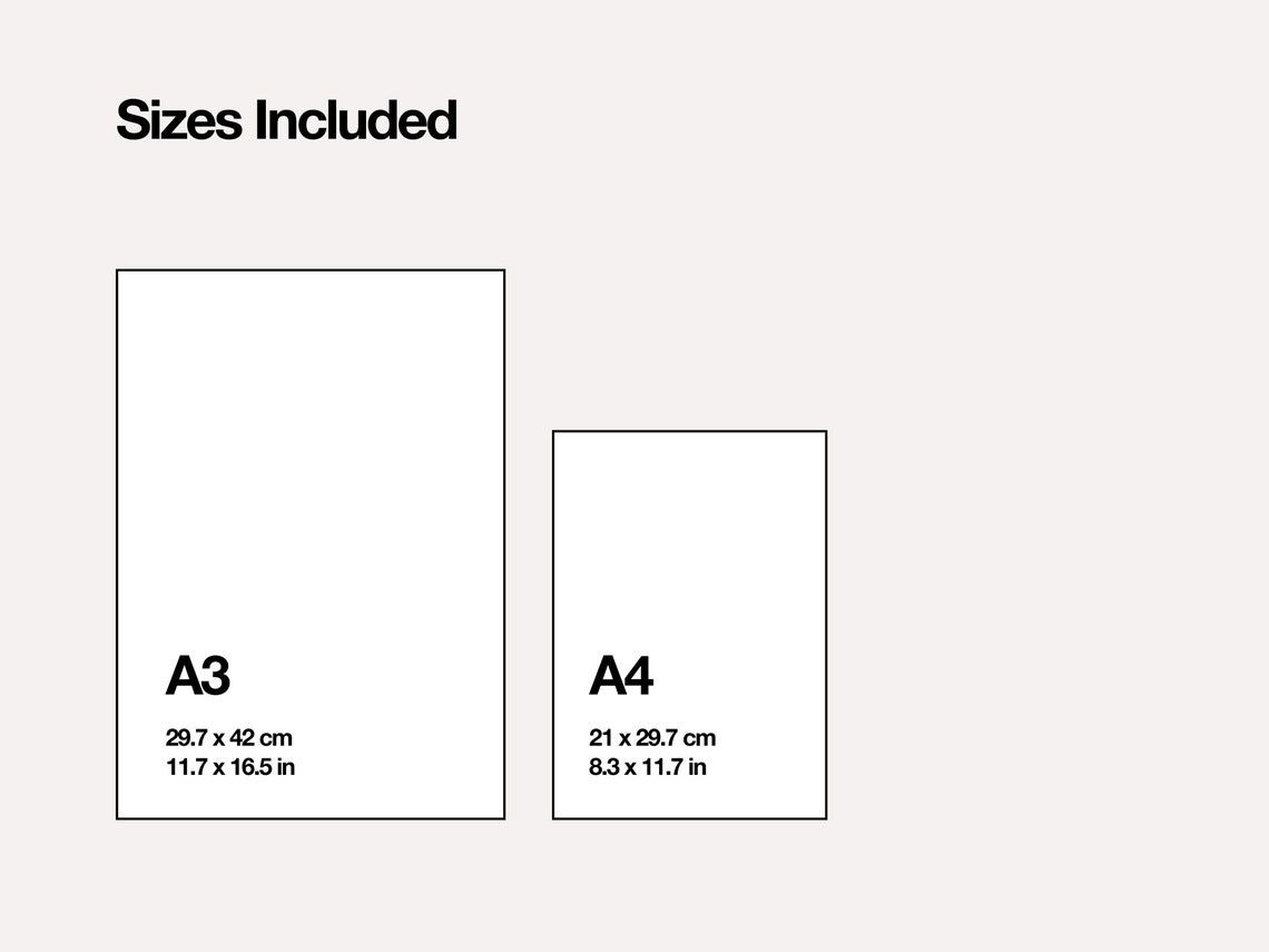 2024 Yearly Black Printable Calendar | Minimalist Design | A4 & A3 ...