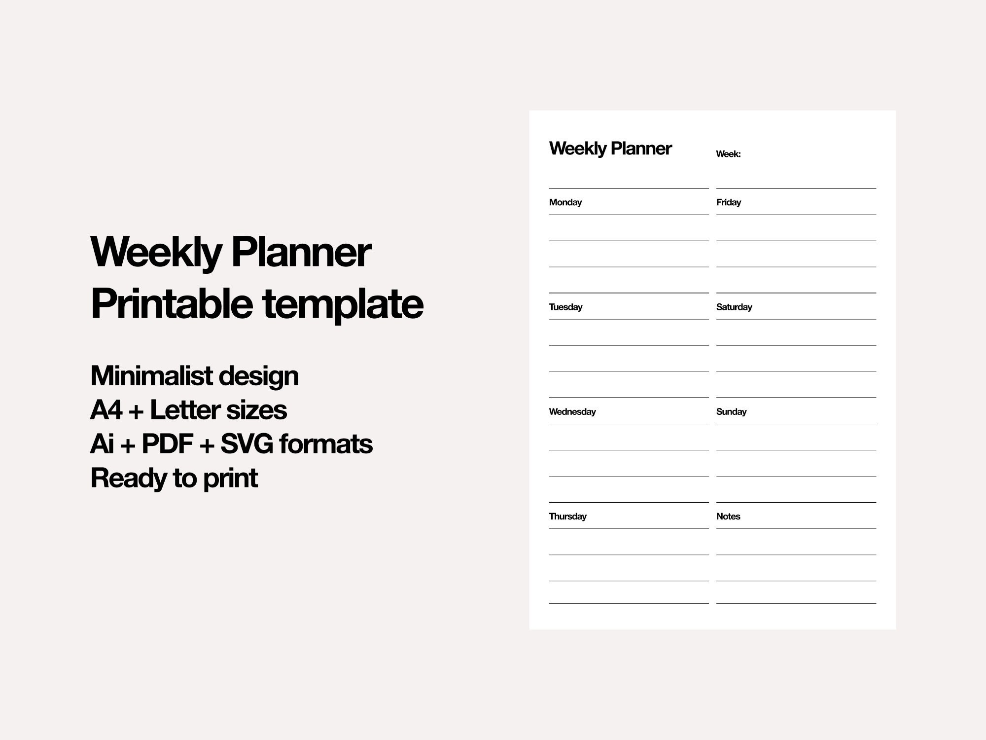 Weekly Planner Printable Weekly to Do List PDF, Weekly Planner ...