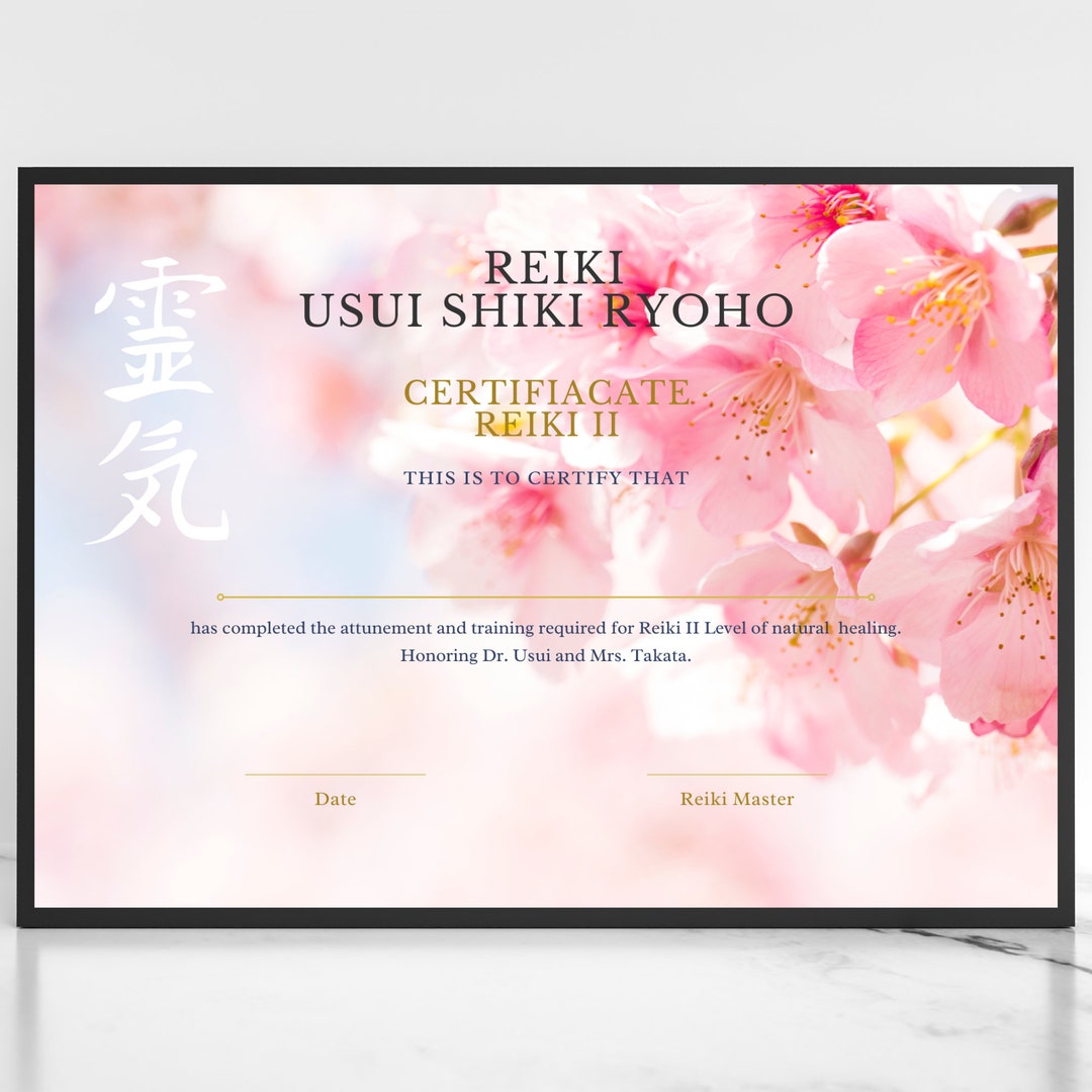 Reiki II Certificate Reiki 2 Digital Download Instant Download Digital ...