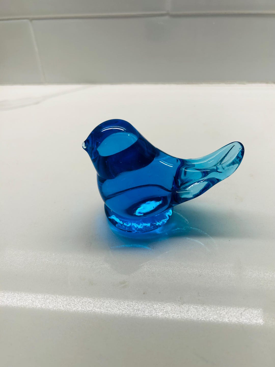 Signed Leo Ward Blue Bird of Happiness Hand Blown Glass Paperweight - Etsy