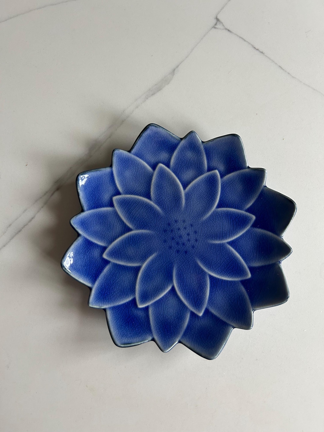 Vintage Blue Lotus Flower Plate by Kafuh- Japan 7" - Etsy