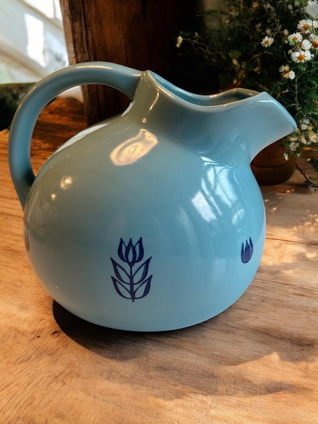 Vintage Cronin Pottery Ball Pitcher: Robins Egg Blue Tulip Ware - Etsy