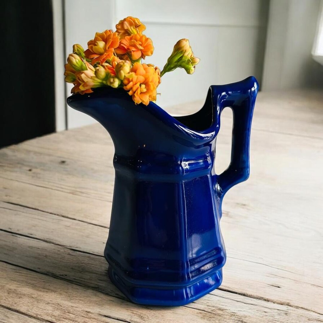 Vintage Cobalt Blue Pitcher 5 Inches Tall - Etsy