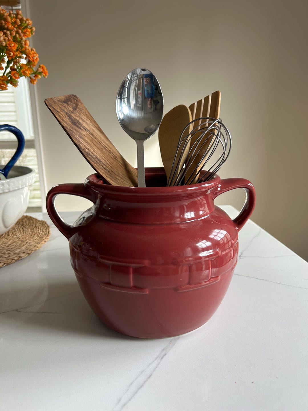 Longaberger Woven Pottery Bean Pot/vase/kitchen Utensil Holder - Etsy
