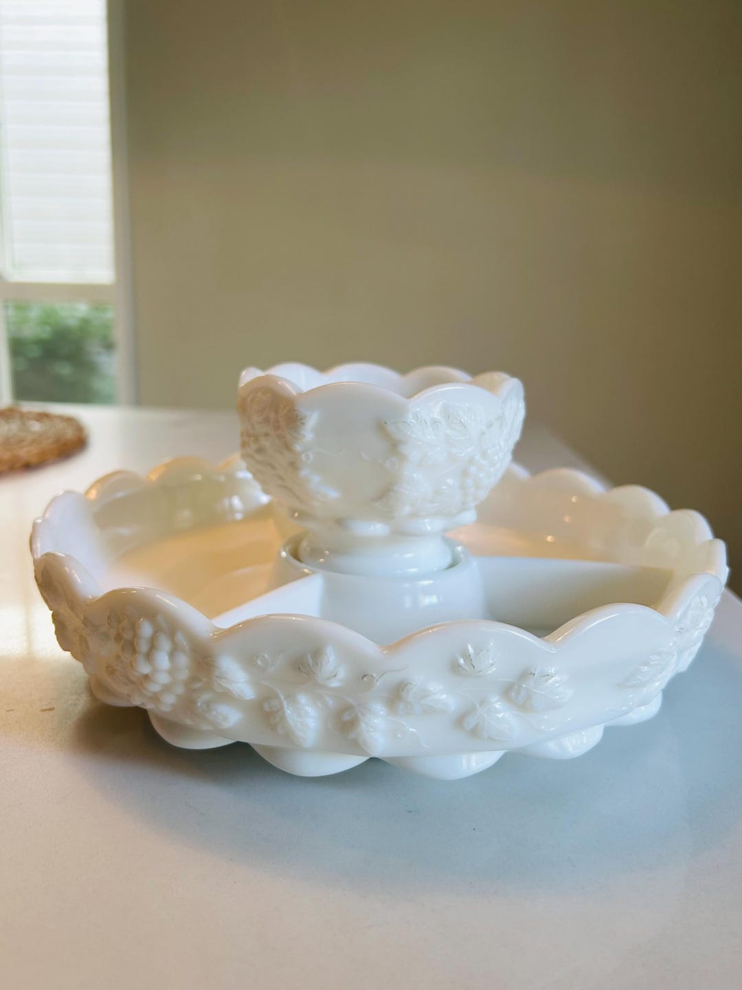 Vintage - 1940's Milk Glass - Westmoreland - Paneled Grape - Divided ...
