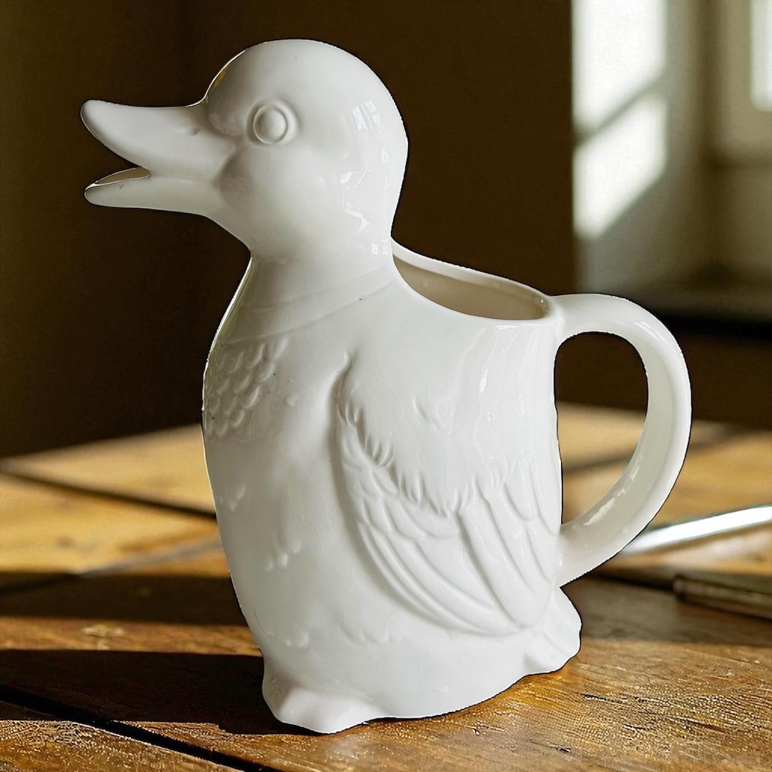 Vintage Whote Duck Pitcher From Japan - Etsy