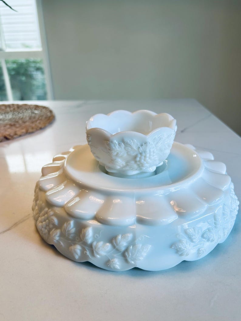 Vintage - 1940's Milk Glass - Westmoreland - Paneled Grape - Divided ...