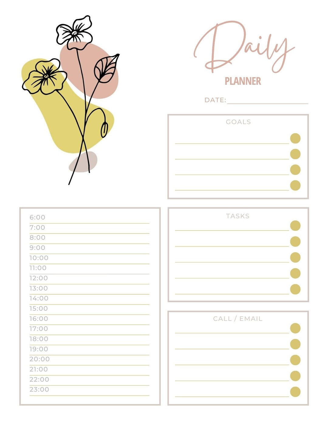 Digital Download - Cute Floral Daily Planner - Etsy