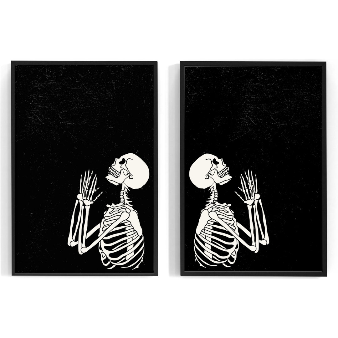 Skeleton Wall Decor Halloween Wall Art Skeleton Print JPG - Etsy