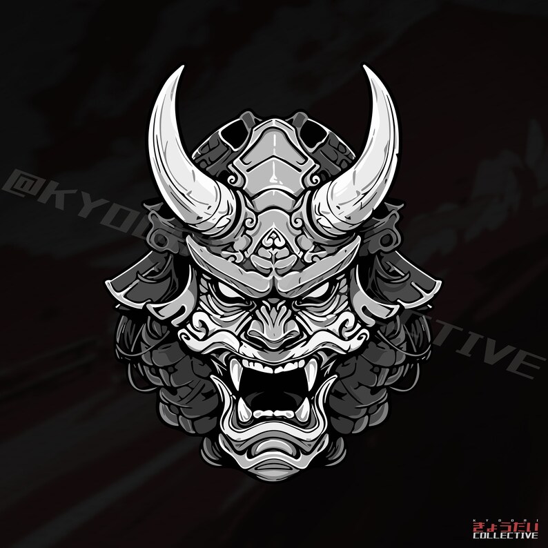 Master Oni Mask Japanese Oni Mask Vinyl Kisscut Sticker by - Etsy