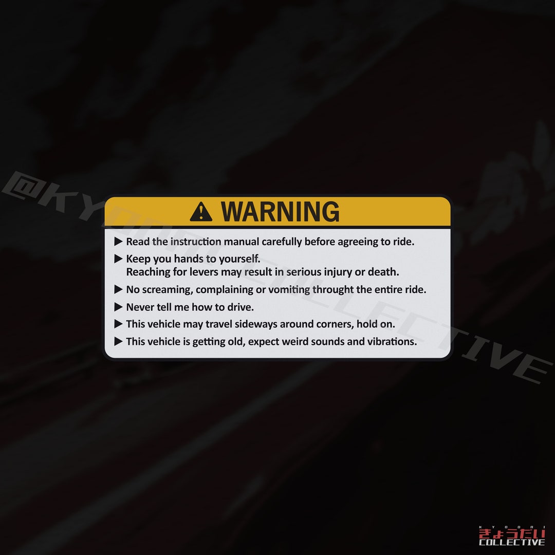 English Warning Sticker - JDM Modification Joke Tuner Vinyl Kisscut ...