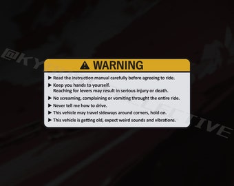 English Warning Air-bag Sticker - JDM Modification Joke Tuner Vinyl ...