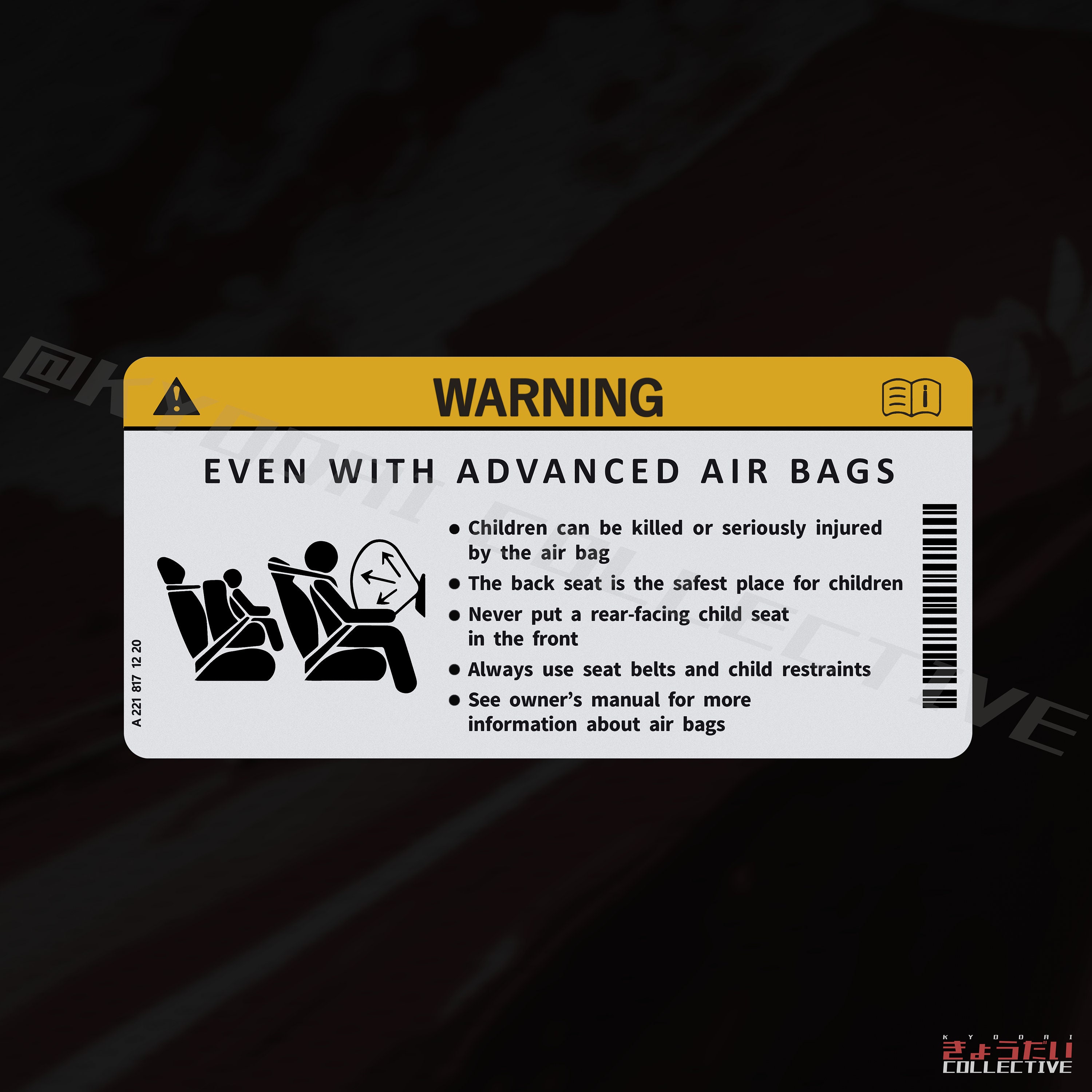 English Warning Air-bag Sticker - JDM Modification Joke Tuner Vinyl ...