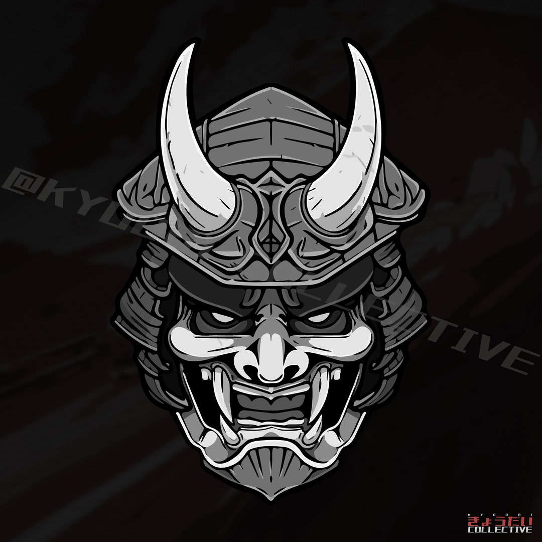 Danger Oni Mask - Japanese Oni Mask Vinyl Kisscut Sticker by ...