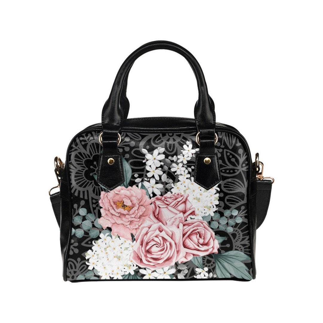 Pink Floral Handbag, Bag With Pink Flowers, Pink Floral Crossbody ...