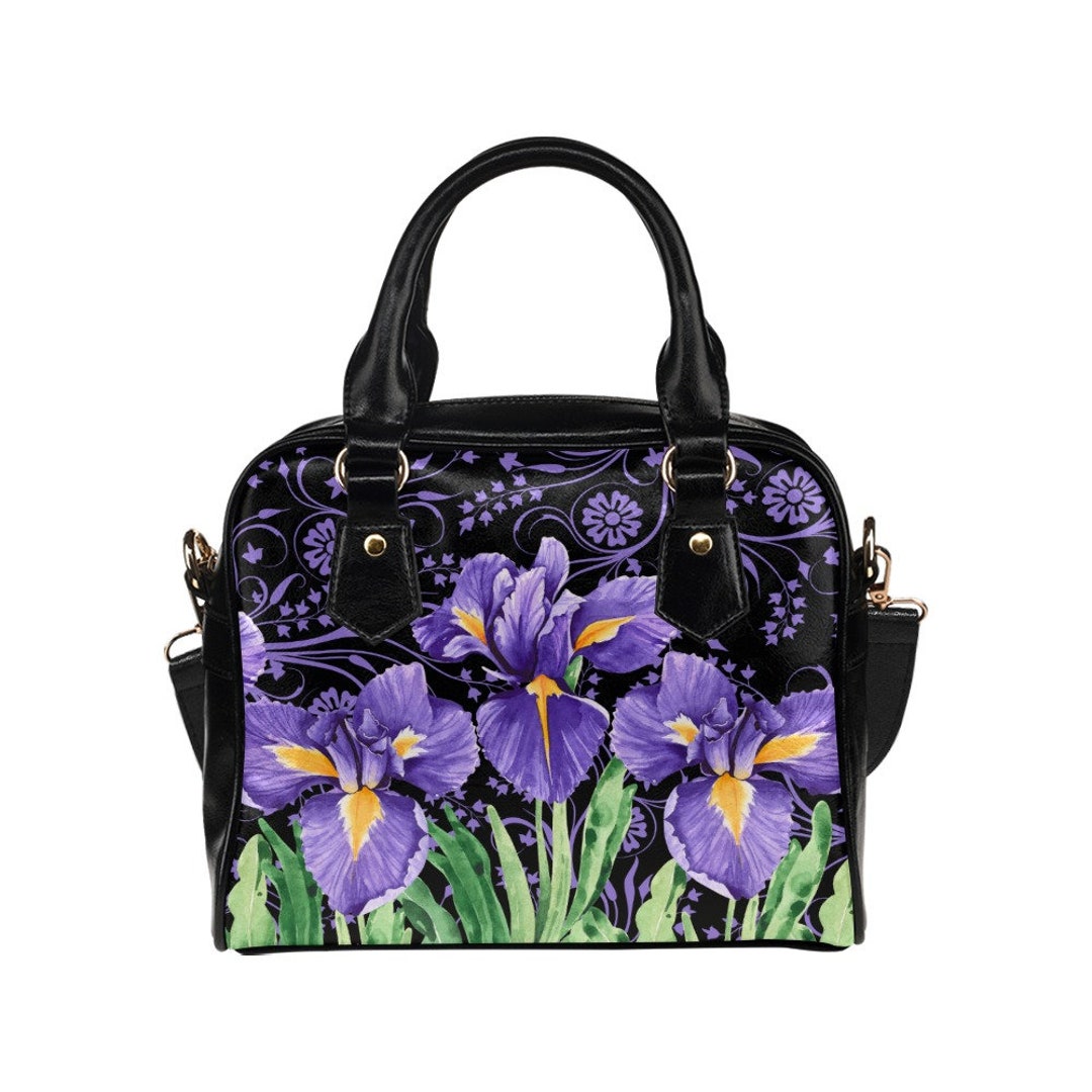 Purple Floral Handbag, Unique Custom Purse, Custom Floral Handbag ...