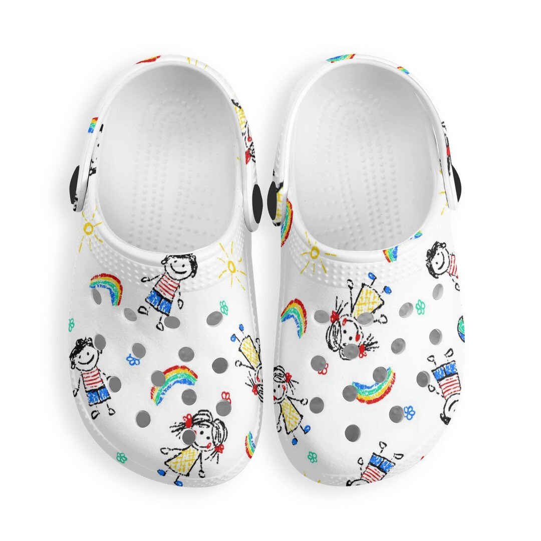 Kids Clogs, Child's Drawing Rubber Clogs for Kids, Croc Style Clogs for ...