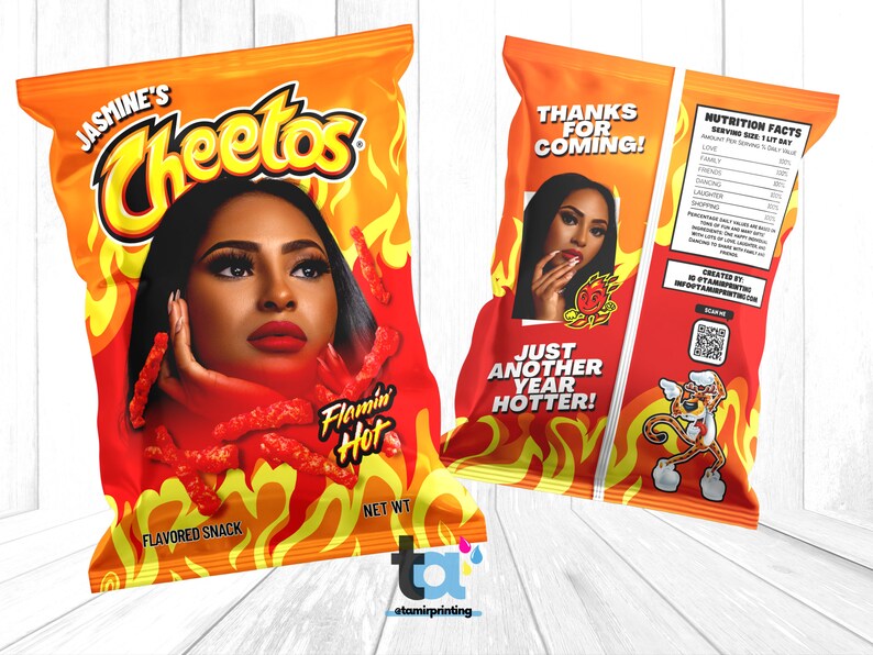 Flamin' Hot Cheeto Chip Bag Party Favor Design Printed - Etsy Australia