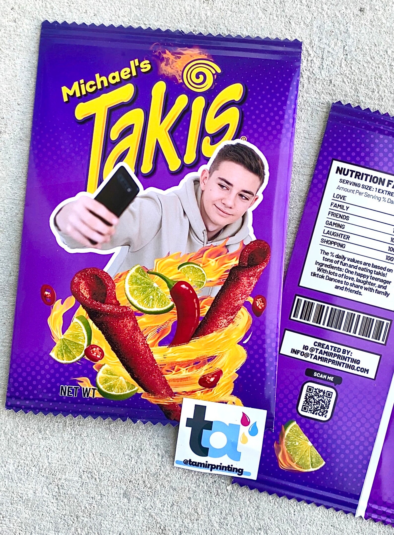 Takis Chip Bag Party Favor Design Printed Labels Custom - Etsy