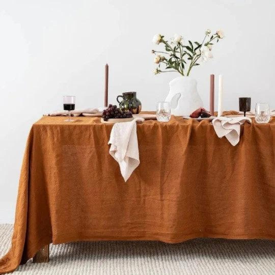 100% Cotton Burnt Orange Tablecloth Rectangle/square/round Boho Wedding ...