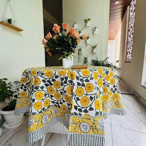Boho Vintage Block Print Tablecloth Square/rectangle/round Custom Table ...
