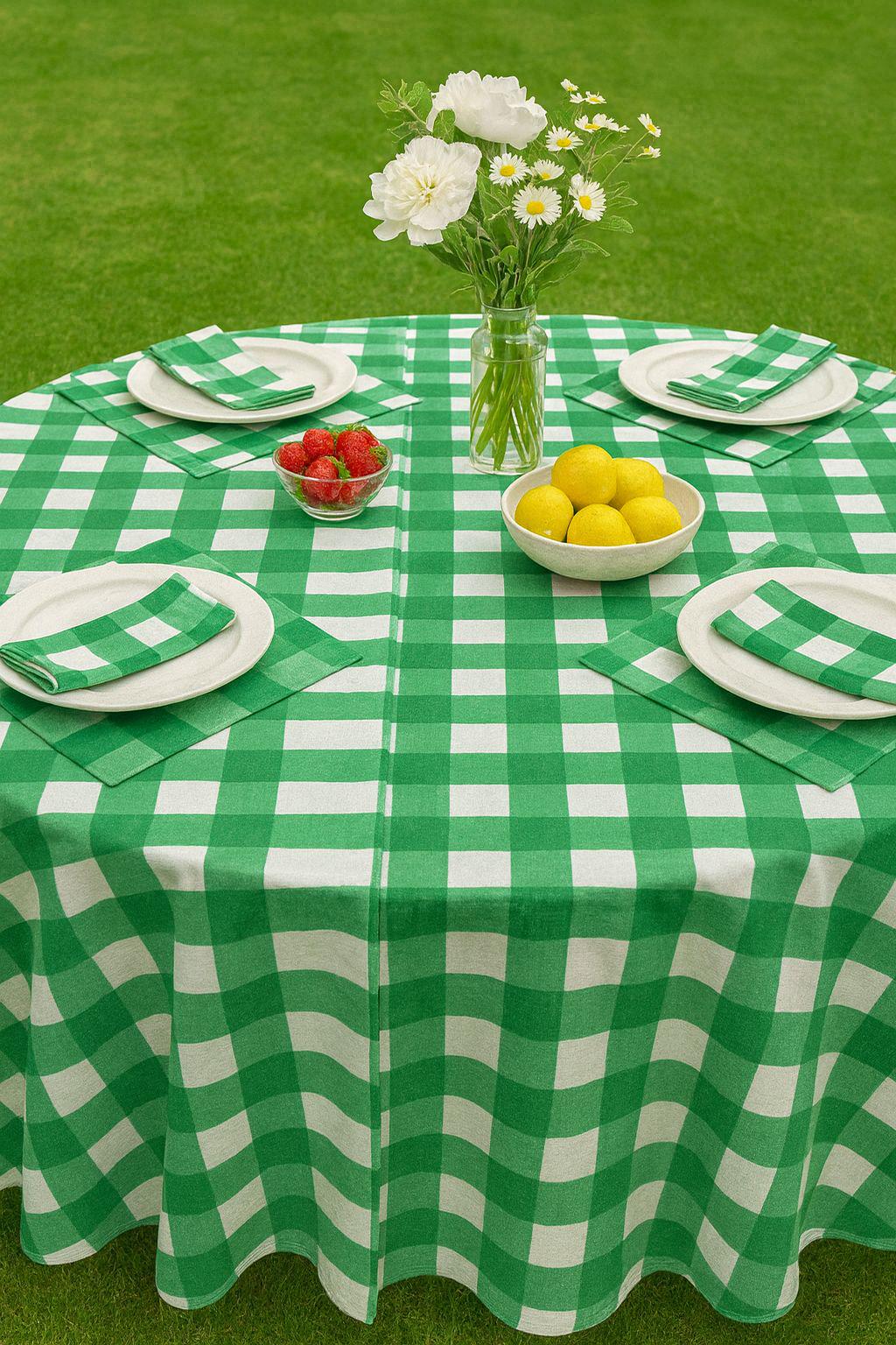Yellow Block Print Check Board Table Cloth Napkins/placemat/runner Boho ...