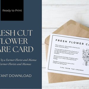 Minimalist Flower Bouquet Care Card Flower Farm Instant Download Ready ...
