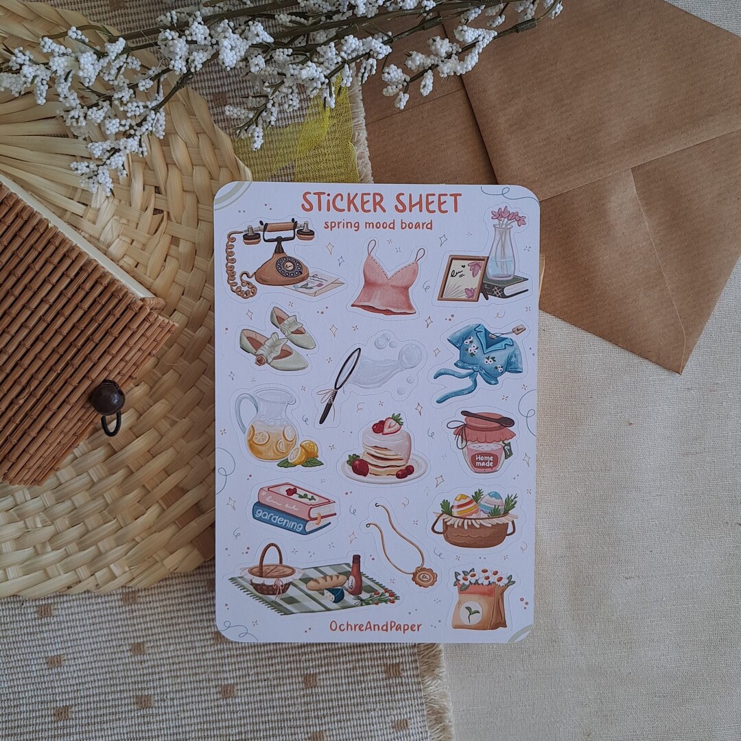 Sticker Sheet spring Mood Board stickers, Planner Stickers, Journaling ...