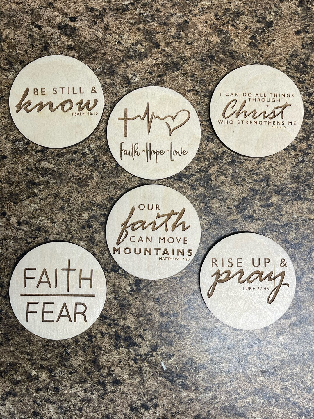 Engraved Wooden Scripture Coasters, Religious Gifts, Family Gift Idea ...