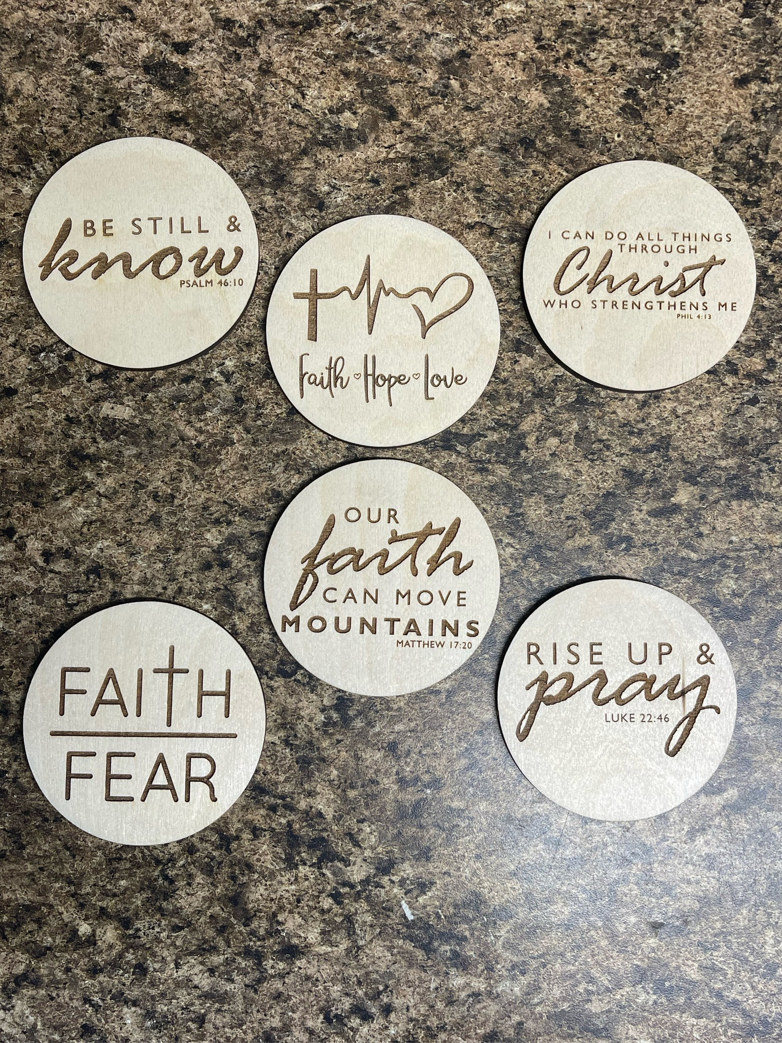 Engraved Wooden Scripture Coasters, Religious Gifts, Family Gift Idea ...