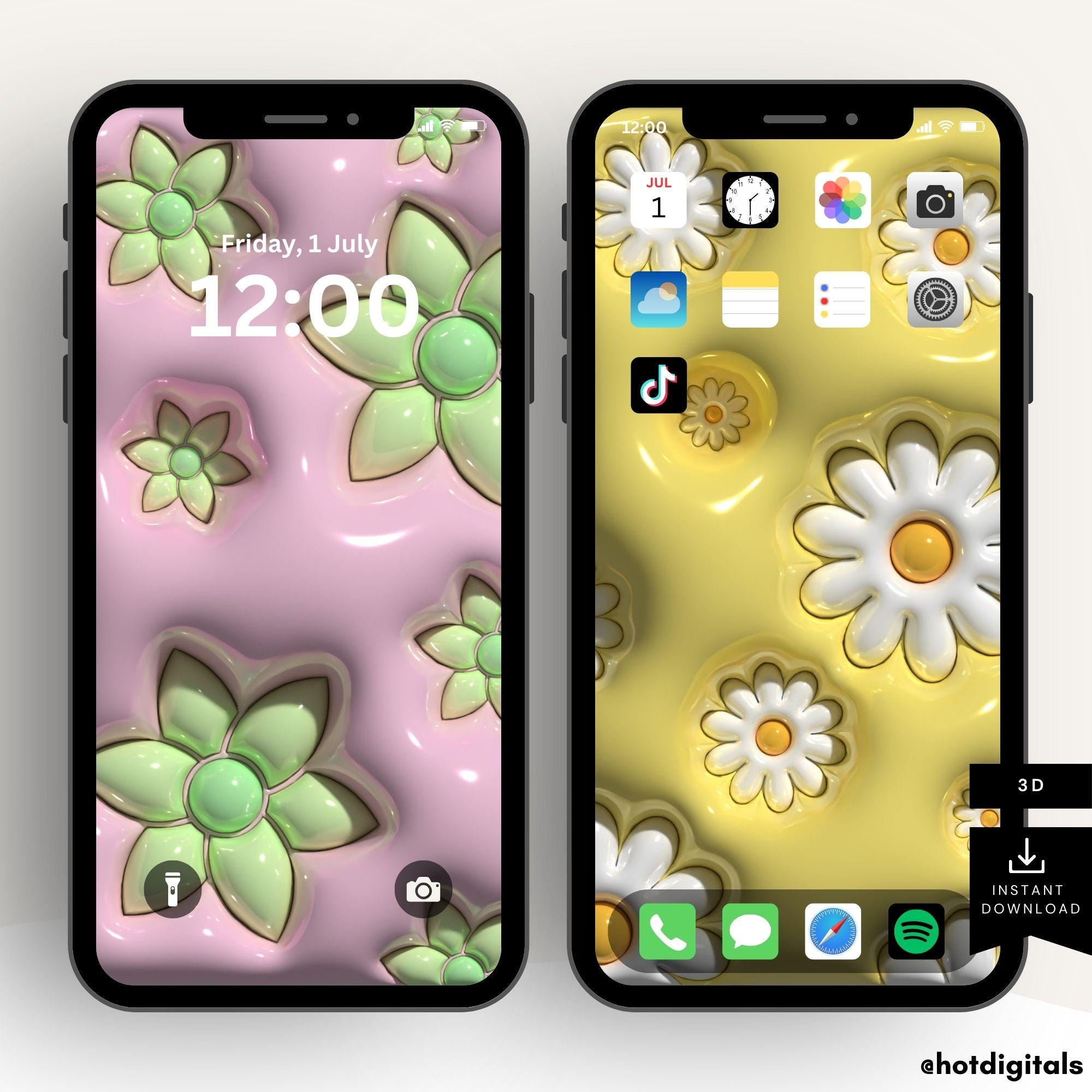 3D Floral Wallpaper Background, Inflated Retro Tropical 3d Illusion ...