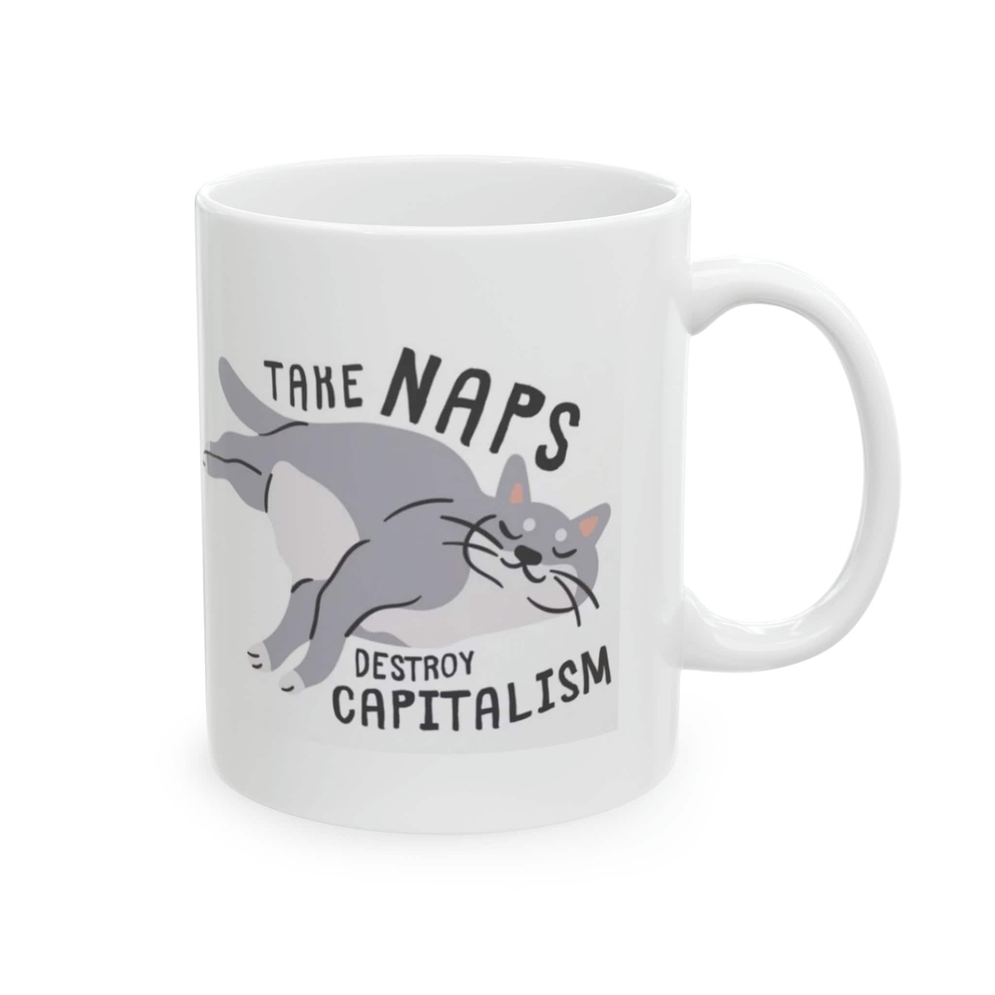 Take Naps Destroy Capitalism Mug, Funny Cat Meme, Great Gift Idea ...
