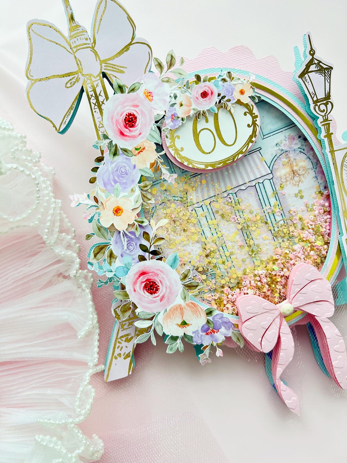 Paris Cake Topper Cute Topper Pink Paris Flower Cake Topper - Etsy
